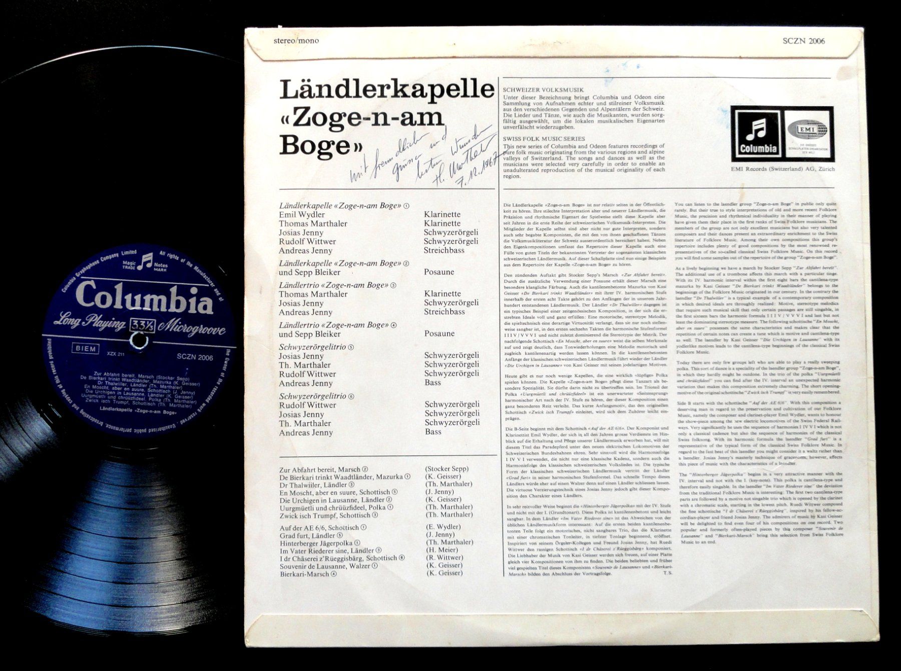 LP LÄNDLERKAPELLE ZOGE-N-AM-BOGE 1969 SWISS FOLKLORE (Gebraucht) in ...