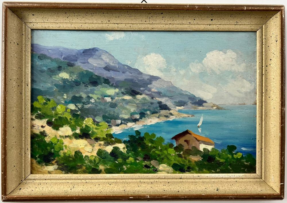 tolle Aussicht auf Meer Gemälde Schwerleserlig signiert. | Kaufen auf Ricardo