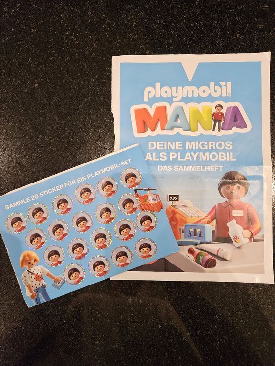 Playmobil Migros Mania - eine volle Karte mit 20 Sticker (Neu (gemäss Beschreibung)) in ...