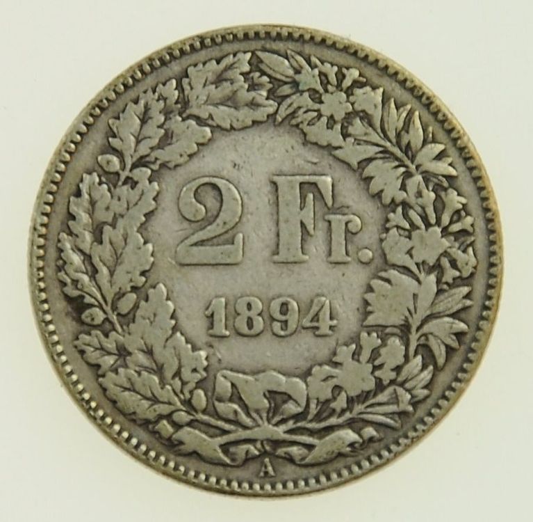 2 Franken Silbermünze, Schweiz 1894 (Gebraucht) in Wettingen für CHF 8 – mit Lieferung auf ...