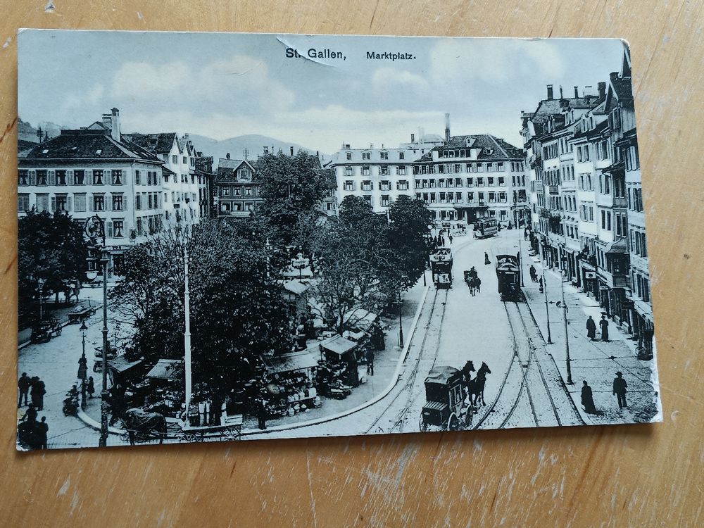 Alte PK / St Gallen Marktplatz - Belebt mit Postkutsche 1907 (Gebraucht) in Brugg AG für CHF 15 ...