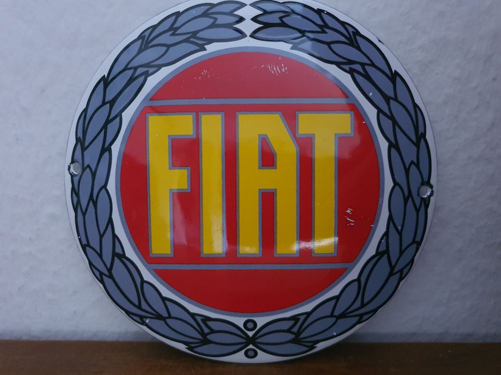 Emailschild Fiat Logo Italy Emaille Schild Reklame Retro | Kaufen auf ...
