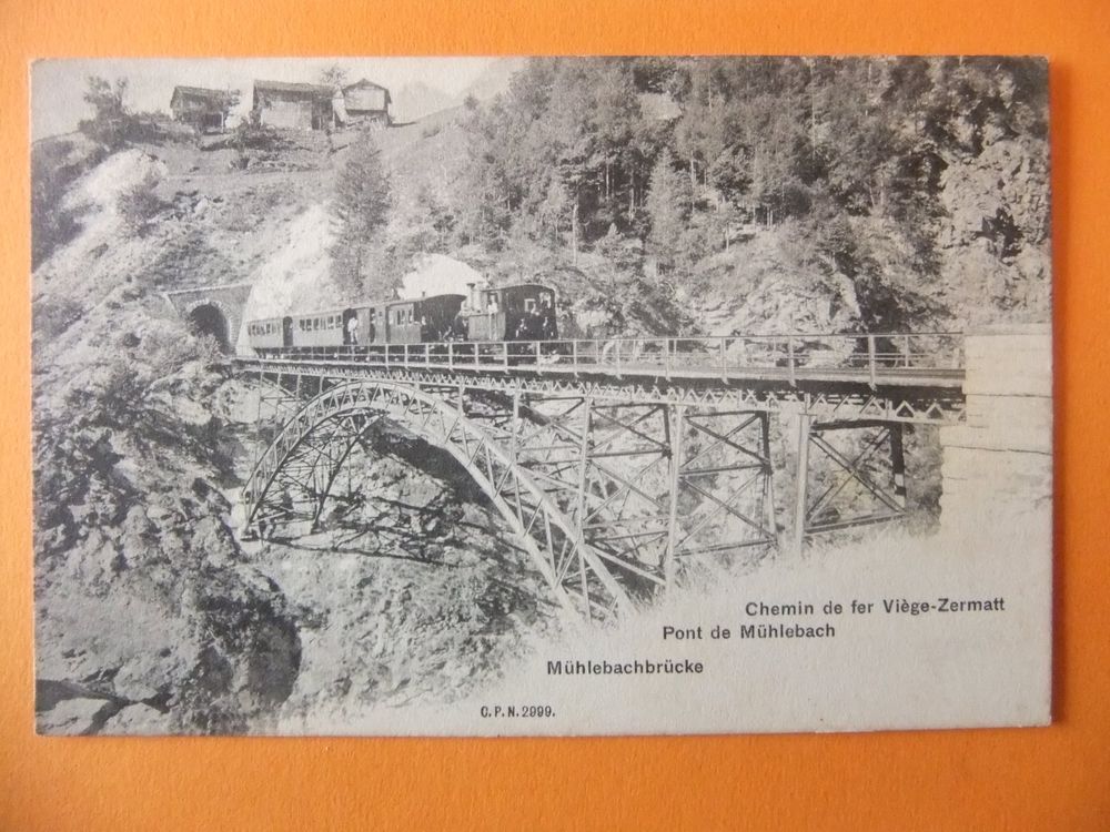 Dampflokomotive Visp Zermatt Bahn auf der Mühlebachbrücke (Gebraucht) in St. Niklaus VS für CHF ...