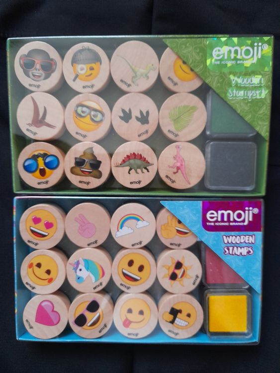 NEU: Stempelset aus Holz mit 24 Emoji Stempel / Bastelset (Neu und originalverpackt) in Reinach ...