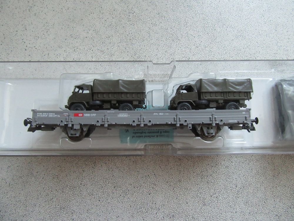 Roco 66739 Rungenwagen Ks SBB mit zwei Militärfahrzeugen (Gebraucht) in ...