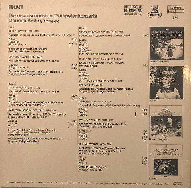 Maurice André – Die 9 schönsten Trompetenkonzerte (2 LPs) (Gebraucht ...