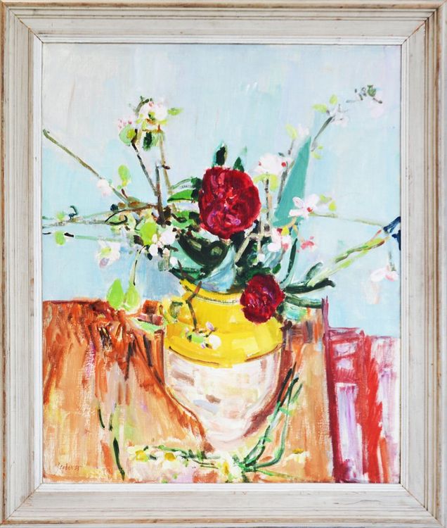 Rudolf Zender. Schweizer Kunst. Blumen-Stillleben in Tonkrug (Gebraucht ...