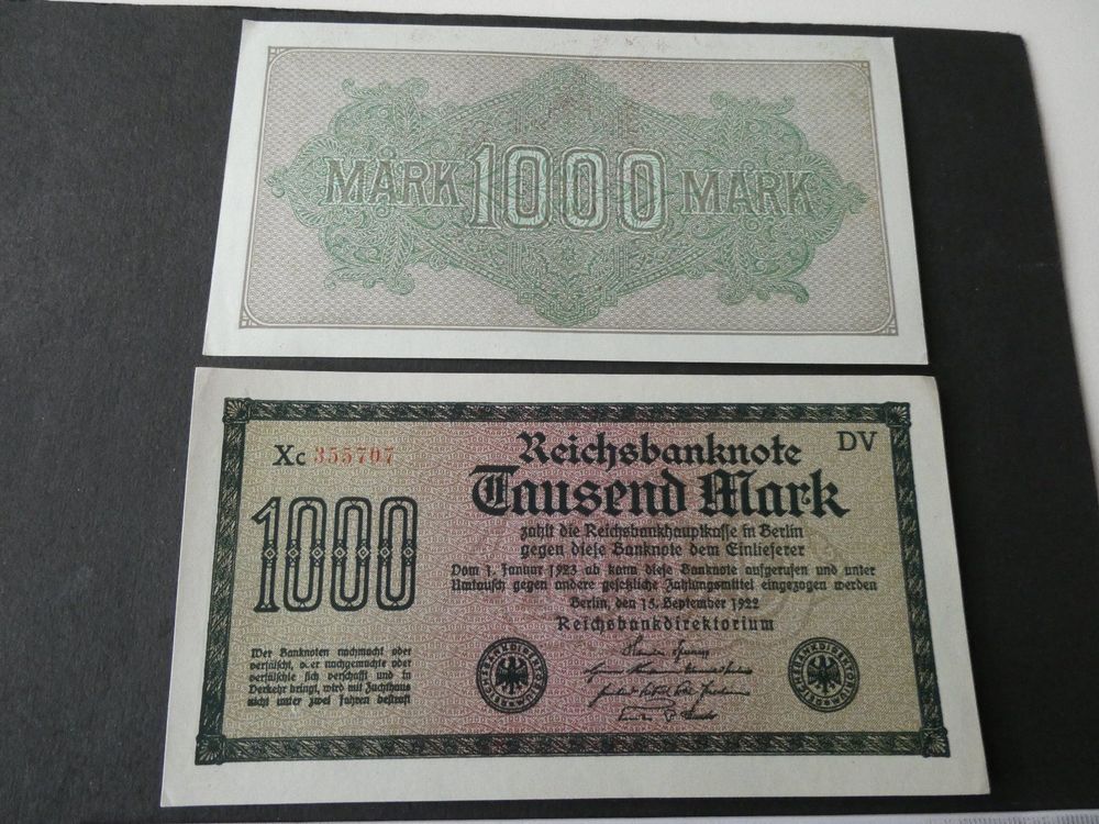 Dt. Reich 1922, 1000 Mark - unzirkuliert - Pick 76g (Neu (gemäss Beschreibung)) in Hinterforst ...