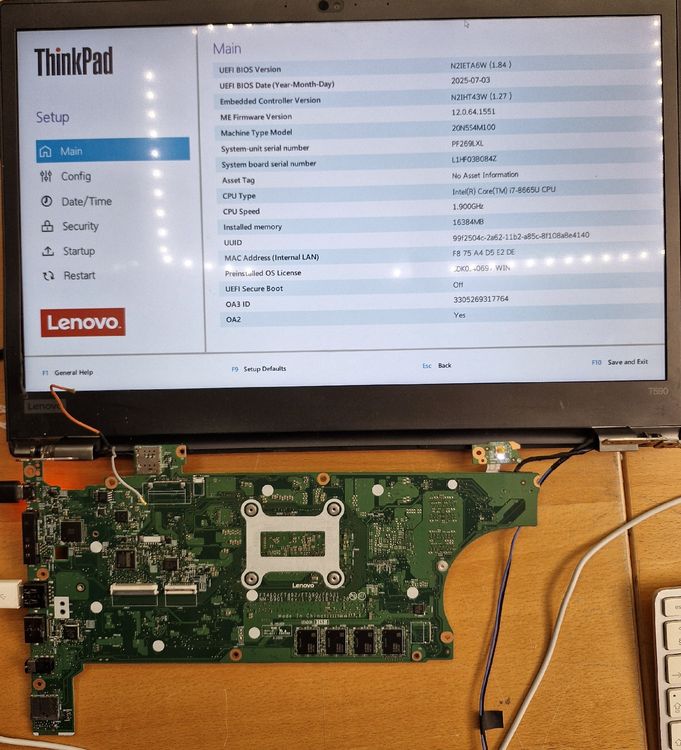 Mainboard Motherboard Thinkpad T490 T590 NM B901 i7 16gb (Gebraucht) in ...