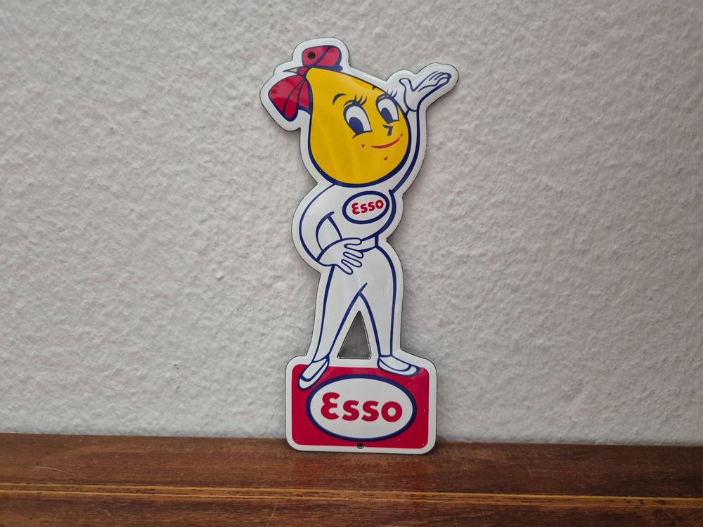 Emailschild Esso Tankstelle Tanksäule Service Emaille Schild (Neu ...
