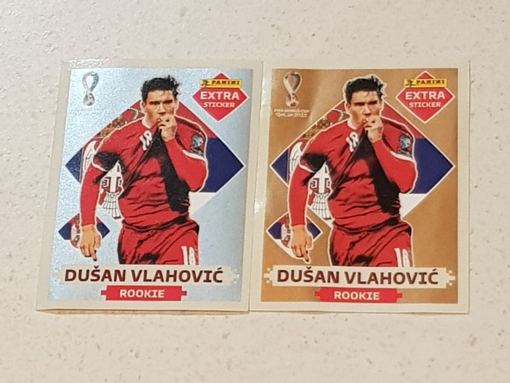 Panini Extra Sticker Dusan Vlahovic Silber & Bronze WM 22 (Neu (gemäss ...