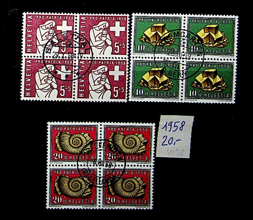 PRO PATRIA 3 BLOCS DE 4 DE 1958 OBLITÉRÉS SBK 20.00 /N200 (Gebraucht) in Estavayer-le-Lac für ...