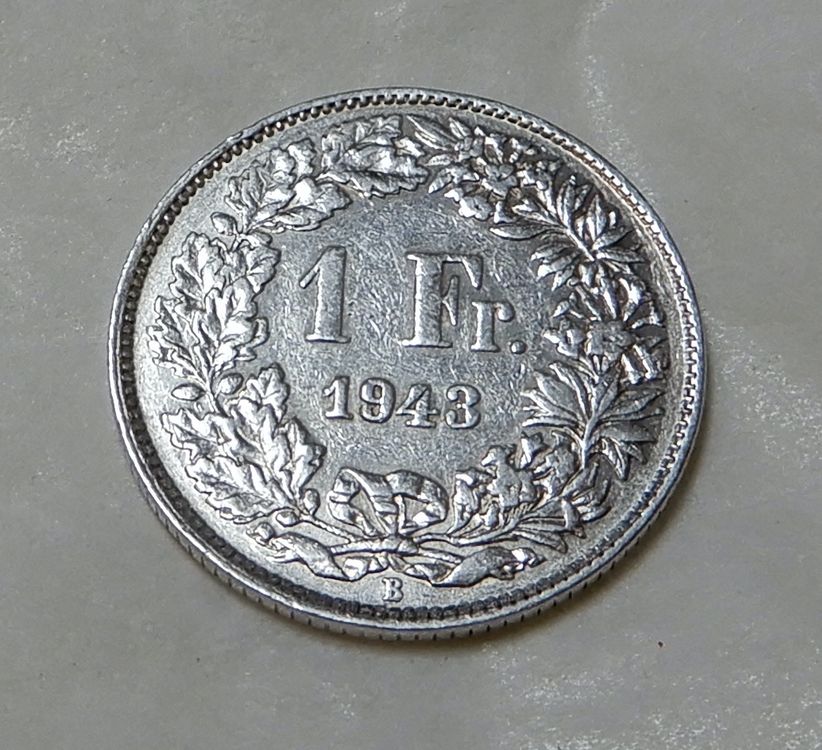 Silber Münze, 1943 , 1 Franken (Gebraucht) in Luzern für CHF 2 – mit Lieferung auf Ricardo kaufen
