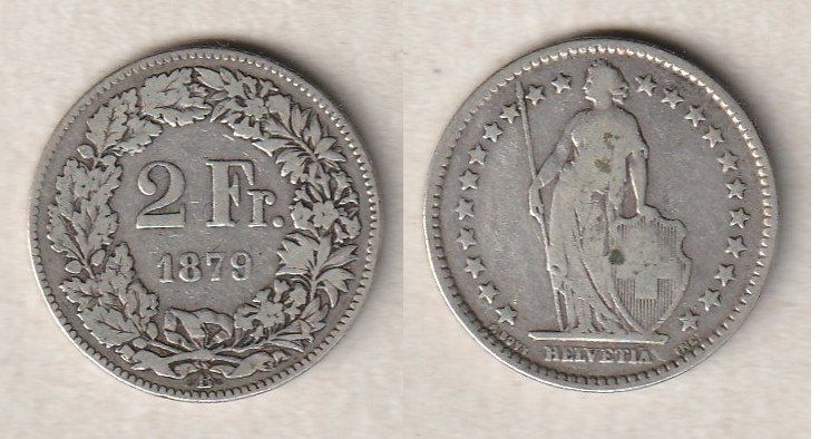 2 Franken 1879 (Gebraucht) in Allschwil für CHF 12 – mit Lieferung auf Ricardo kaufen