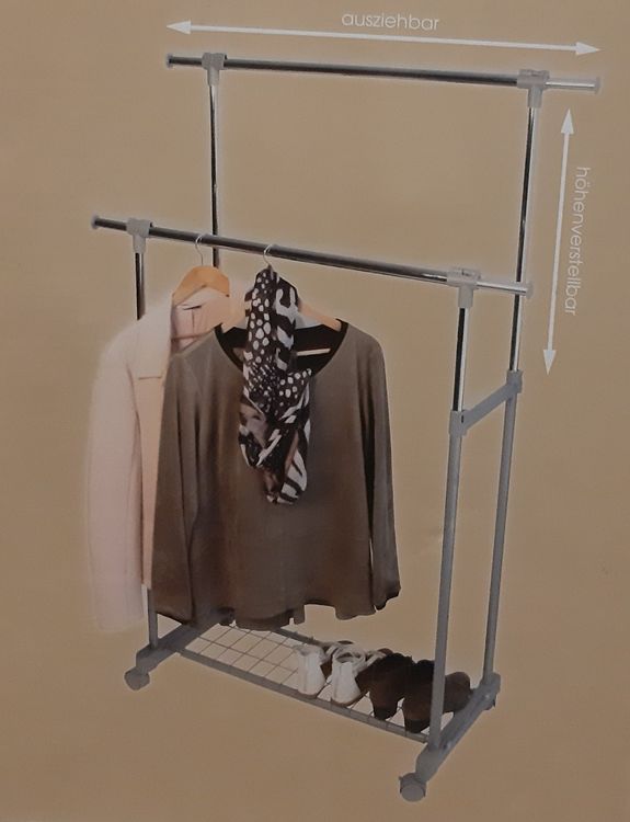 Mobile Kleiderständer mit doppel-Kleiderstange,verstellbar (Neu und ...