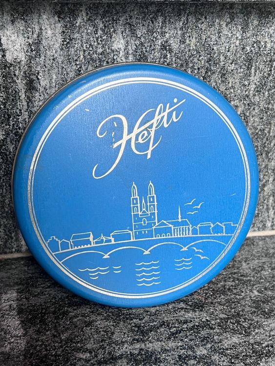 Hefti Confiserie Blechdose blau, Grossmünster Zürich Dose (Gebraucht ...