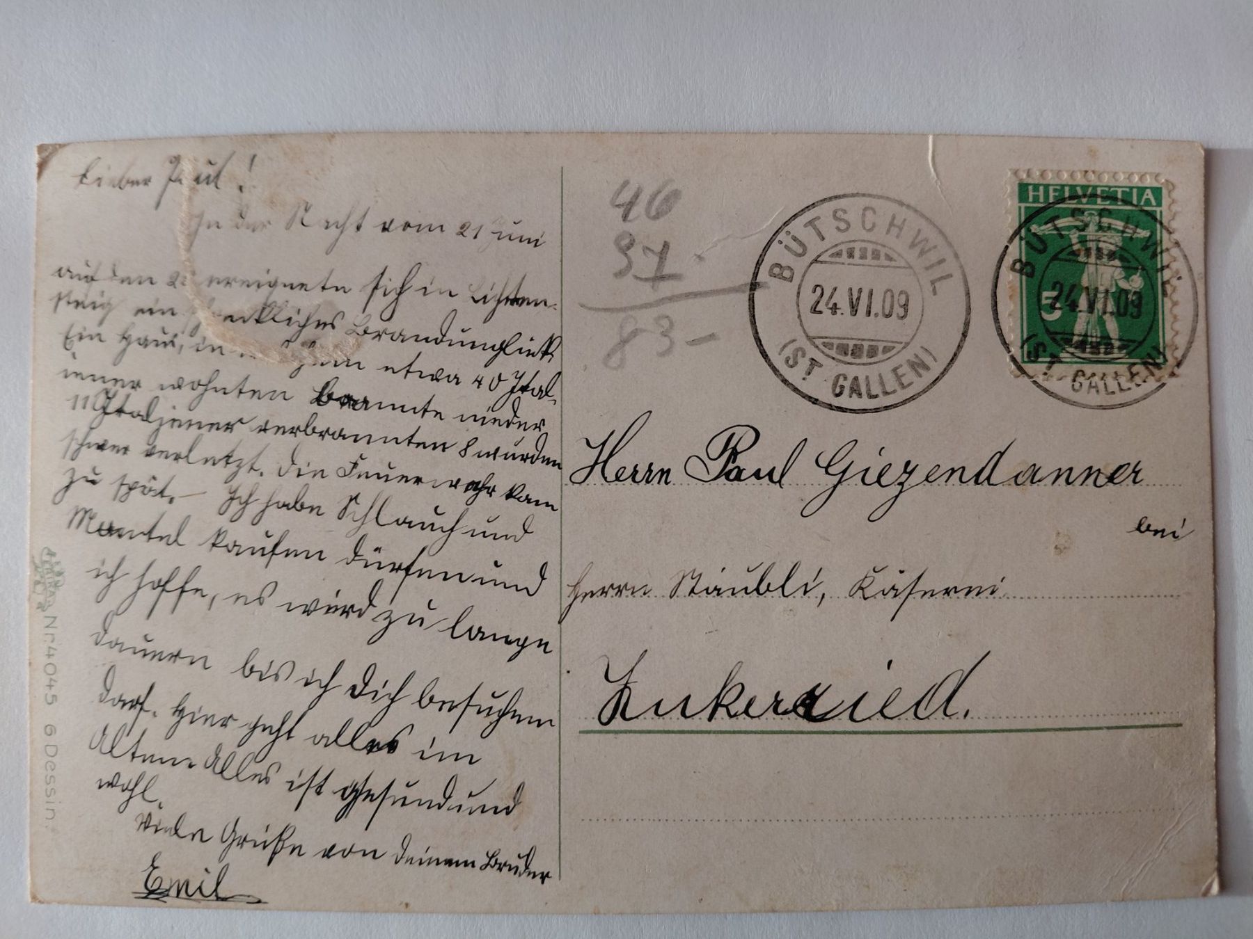 Antike Postkarte, Berglandschaft, Schweiz. (Gebraucht) in Wattwil für ...