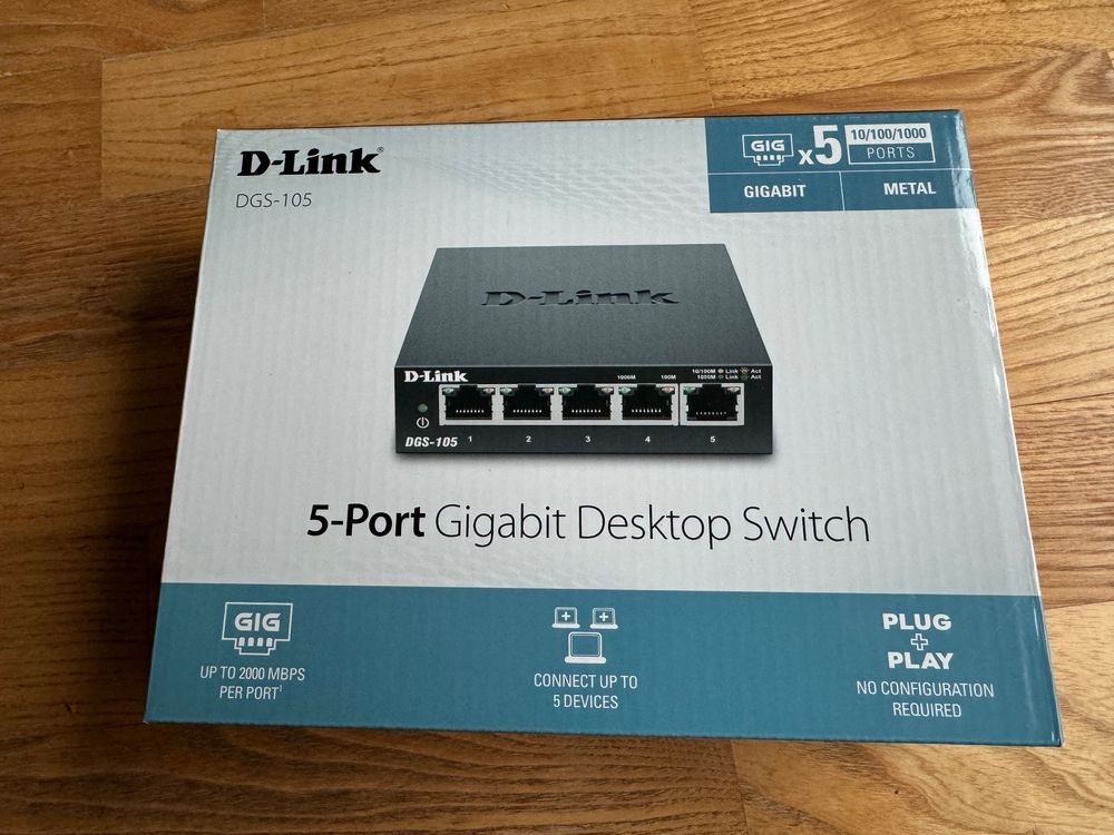D-Link DGS-105 5-Port Gigabit Desktop Switch (Neu und originalverpackt ...