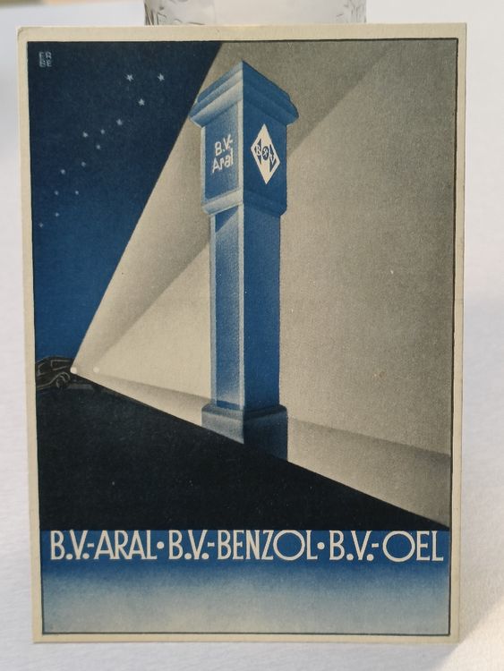 Litho Werbe Postkarte / B.V. ARAL Benzol Automobil ca. 1925 (Gebraucht ...