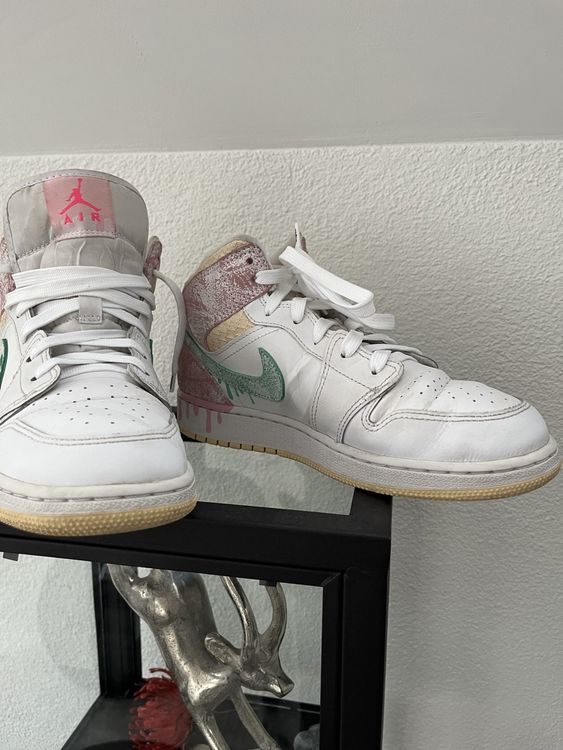 Nike Air Jordan 1 Mid Gr. 39 Drip Design Sneakers Schuhe wei (Gebraucht) in Aesch/Lu für CHF 48 ...