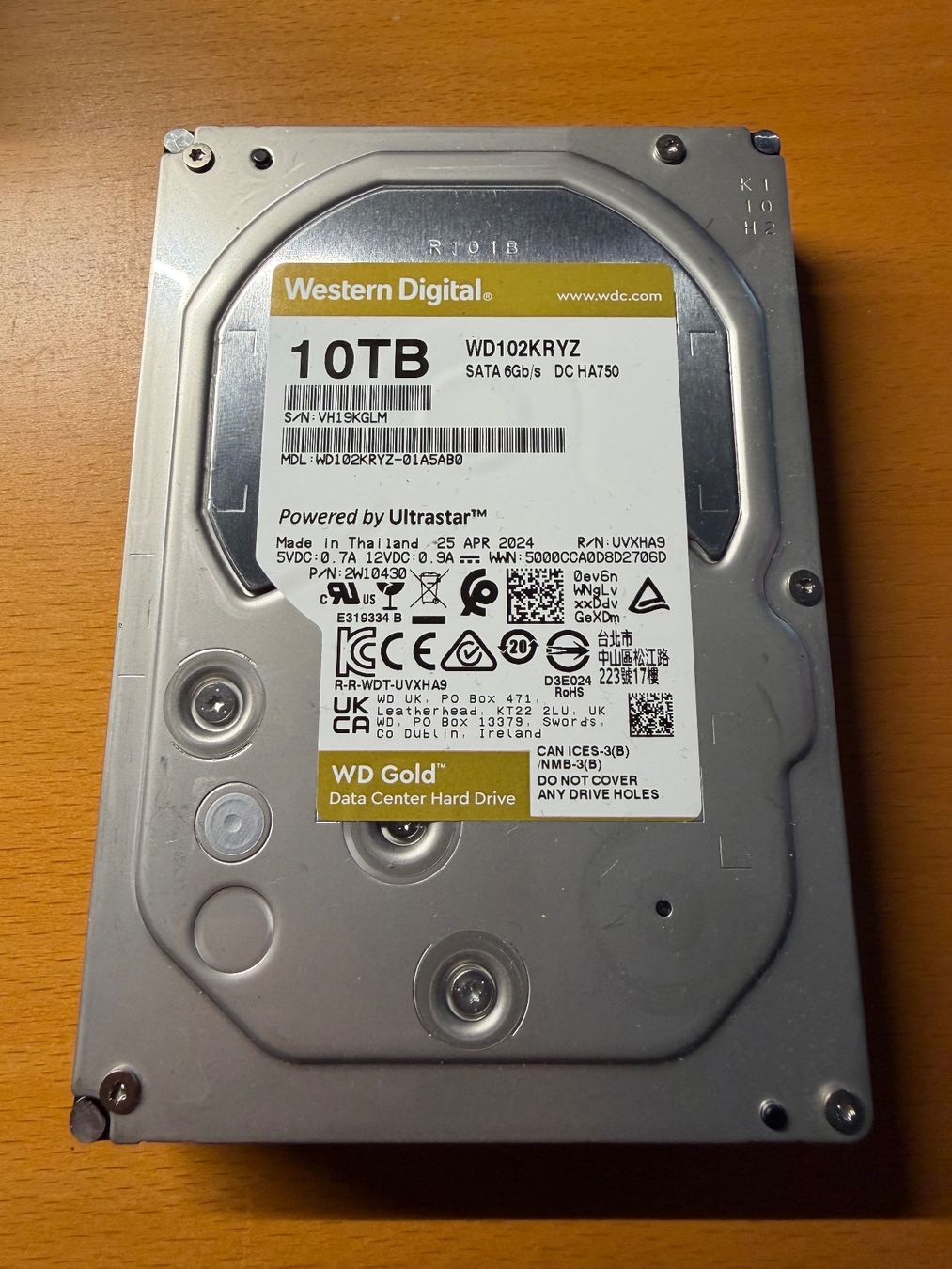 WD Gold 10TB Data Center Festplatte, WD102KRYZ, einwandfrei (Gebraucht ...