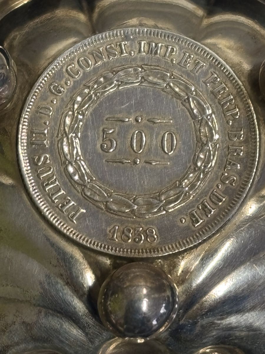 Antikes Silber-Set mit 500 Réis Münze (Brasilien 1858) – 900 (Neu ...