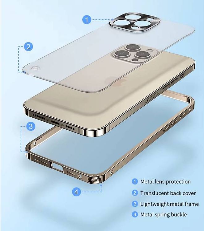 iPhone 16 Pro Max Aluminium Bumper Case mit transparenter (Gebraucht ...