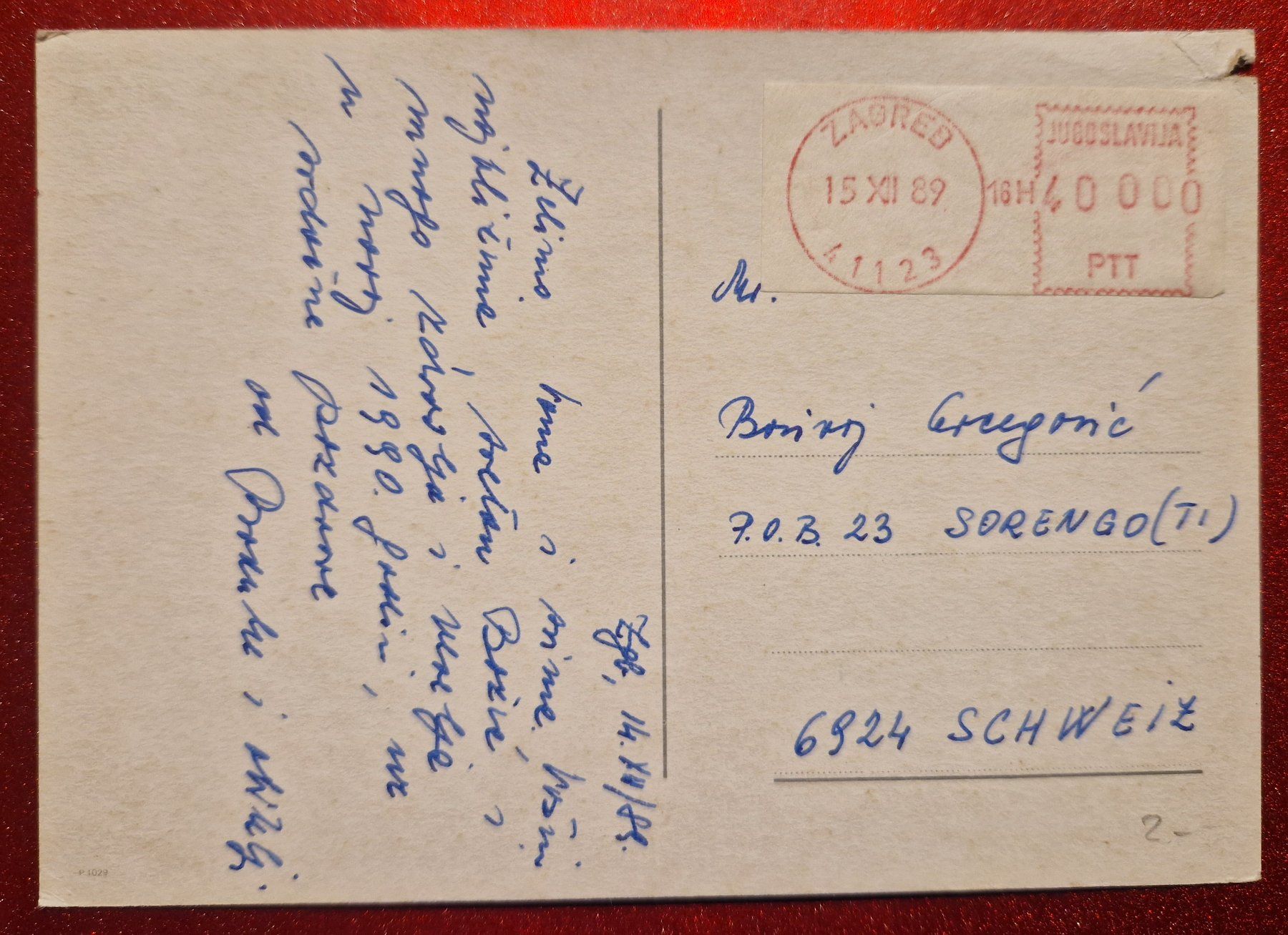 Weihnachtskarte 1989 ab Zagreb (Gebraucht) in Melchnau für CHF 1 – mit ...