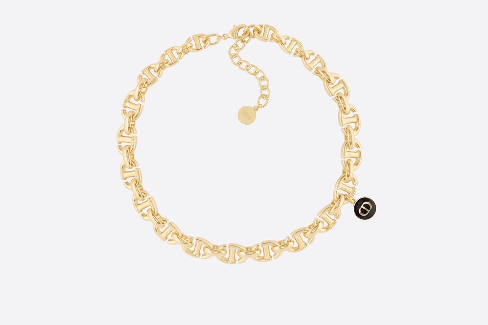 Orig. DIOR CD Navy Choker Collier Gold Finish mit Charm Kaufen auf Ricardo