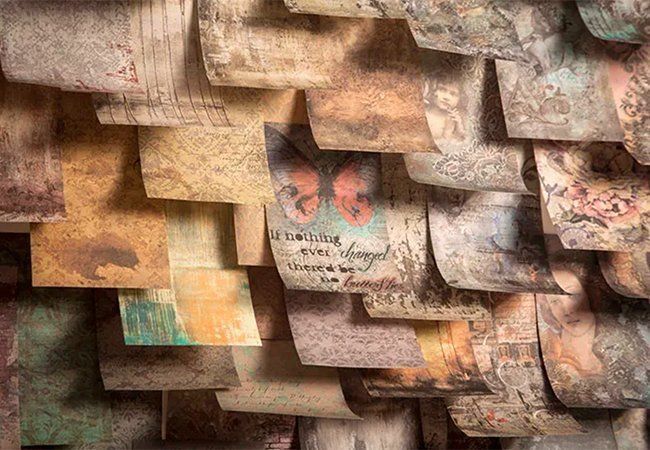 50 Blätter Vintage Kunst Material Papier - (6 Muster) | Kaufen auf Ricardo