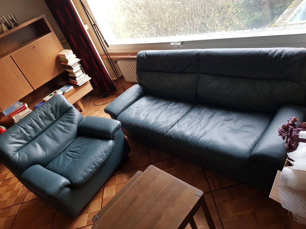 Echtleder Sofa + 2 Sessel | Kaufen auf Ricardo