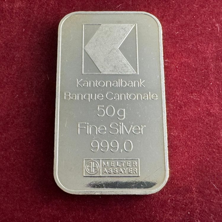 50 gramm Silber Barren Kantonal Bank 2 (Gebraucht) in für CHF 52 – mit ...