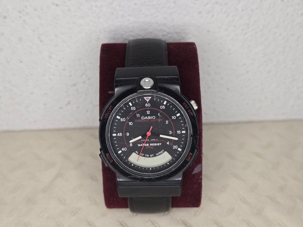 CASIO Herrenuhr Thermometer Vintage 80er Retro schwarz Le... (D ...