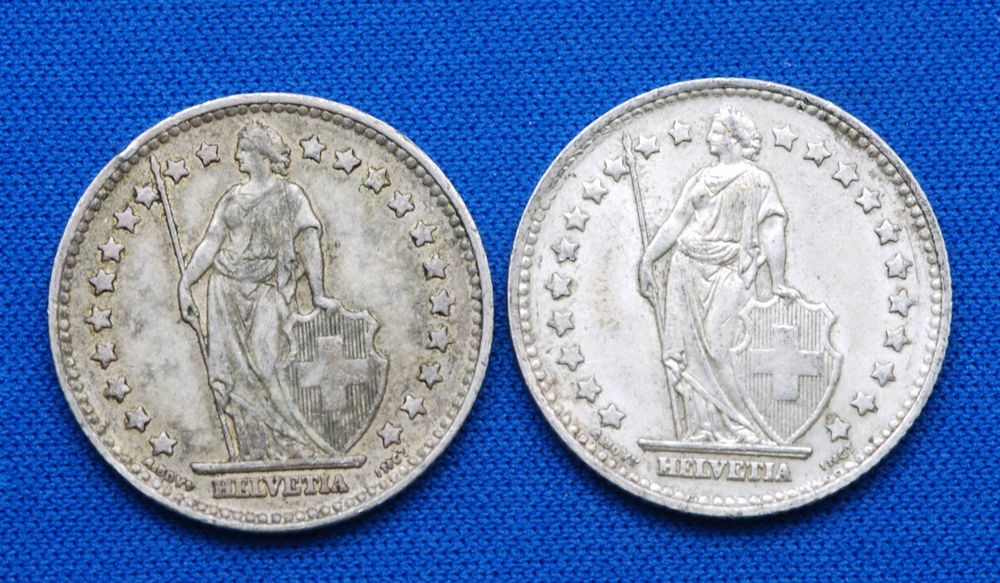 Zwei silberne 1.- Jahrgang 1955, Rar | Kaufen auf Ricardo