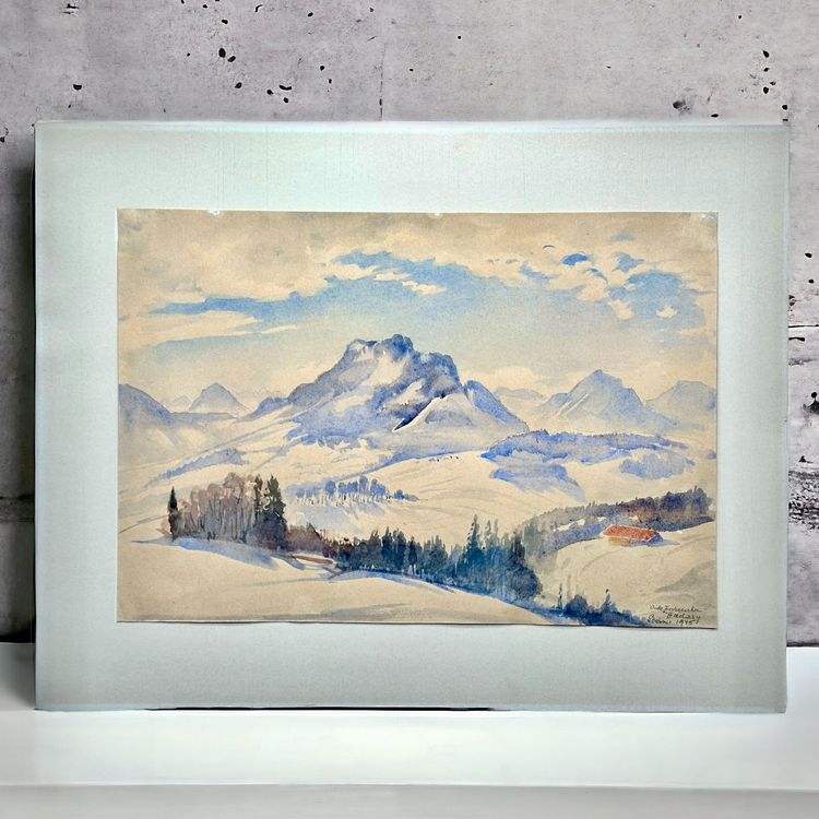 Superbe aquarelle paysage de montagne Suisse signée STEIN (Gebraucht) in Morges für CHF 40 – mit ...