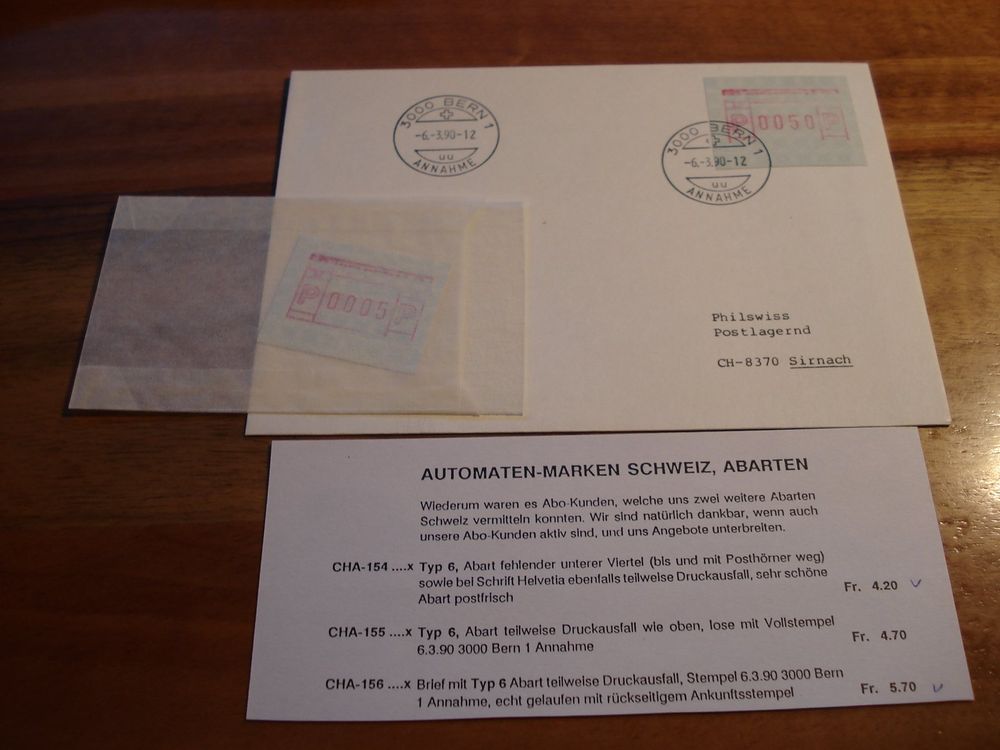 Set ATM, Typ6, Brief + Lose**, Abart fehlender unterer Viert (Gebraucht ...