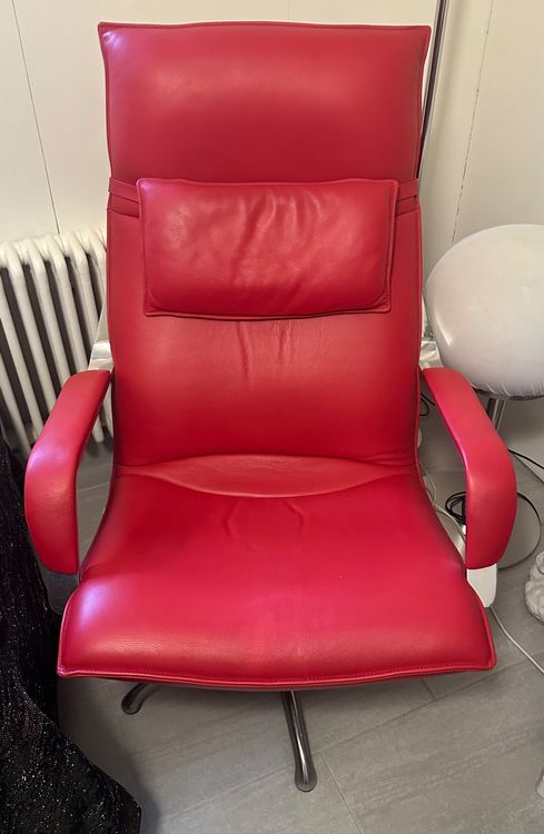 Leder Designer Sessel, Lounge Chair rot | Kaufen auf Ricardo