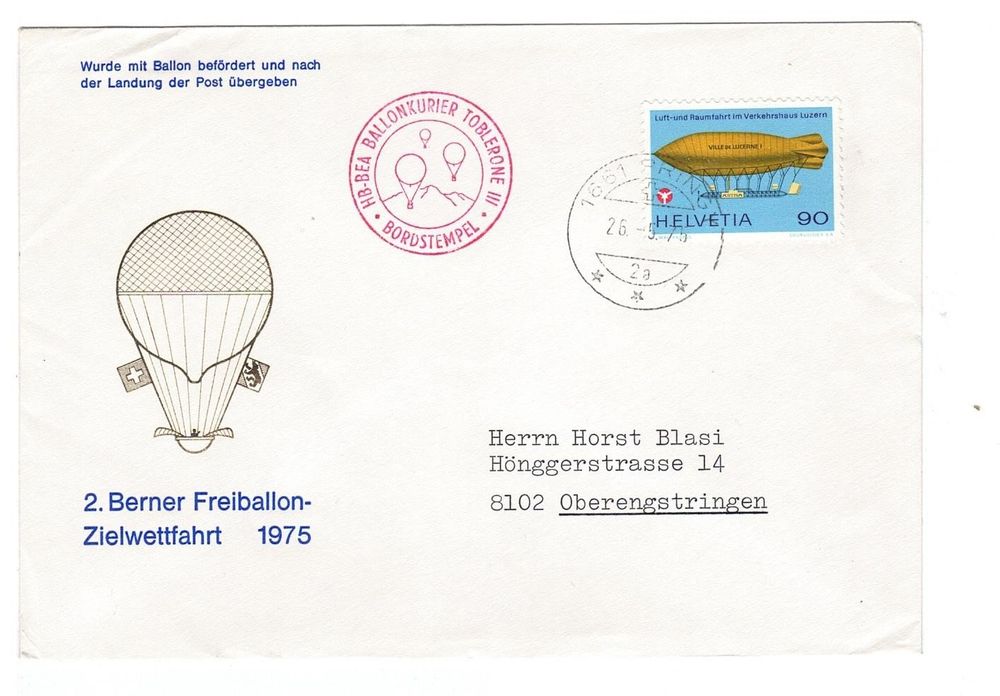 2 Berner Freiballon Zeilwettfahrt 1975 (Gebraucht) in Büetigen für CHF ...