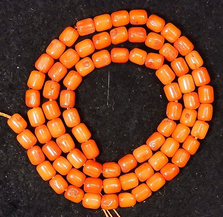 1 Strang rare echte orange Korallen Perlen 5 x 4 mm | Kaufen auf Ricardo