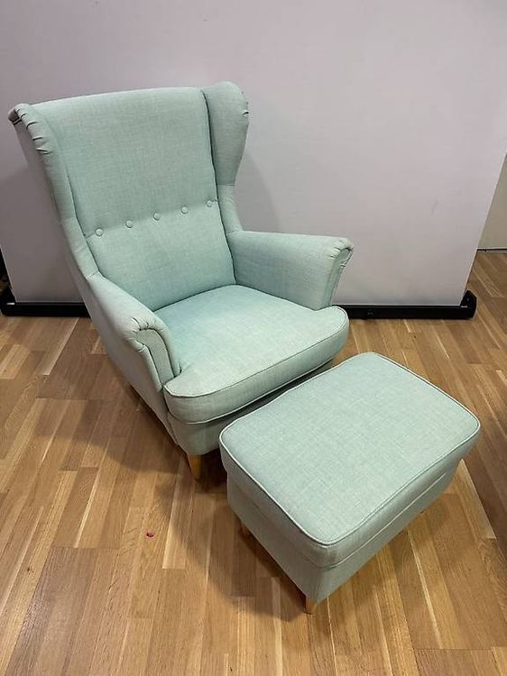 IKEA Strandmon Sessel mit Hocker in Mintgrün | Kaufen auf Ricardo