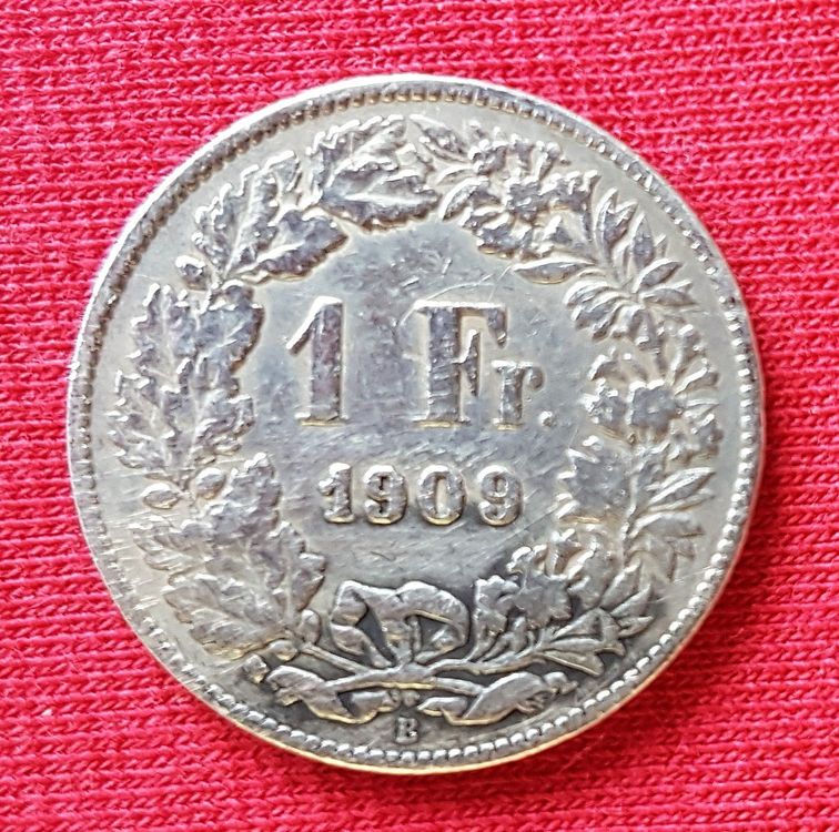 1 Franken 1909 uralte Silbermünze ab nur 1 Fr !!! | Kaufen auf Ricardo