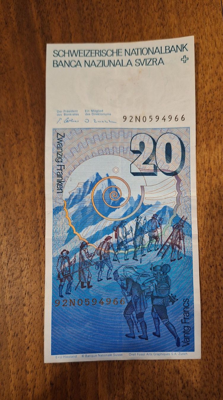 Alte 20.- Franken Banknote Schweiz (6. Banknotenserie) (Gebraucht) in ...