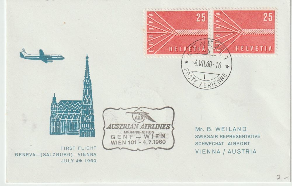 RF 60.11a, GENF - WIEN, 1960, Fr 20.-- (Gebraucht) in Bure für CHF 1 – mit Lieferung auf Ricardo ...