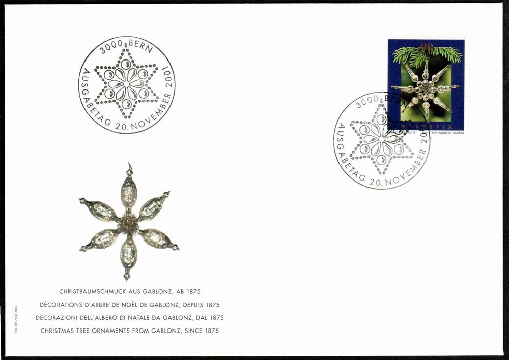 FDC Weihnacht 2001 + Abart SBK 250.-++ (Neu und originalverpackt) in Zürich für CHF 39 – mit ...