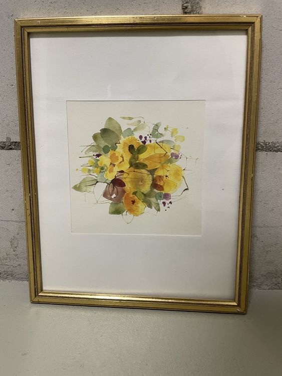 Aquarell Blumenbild gerahmt Gold Vintage (Gebraucht) in St. Pantaleon für CHF 10 – mit Lieferung ...