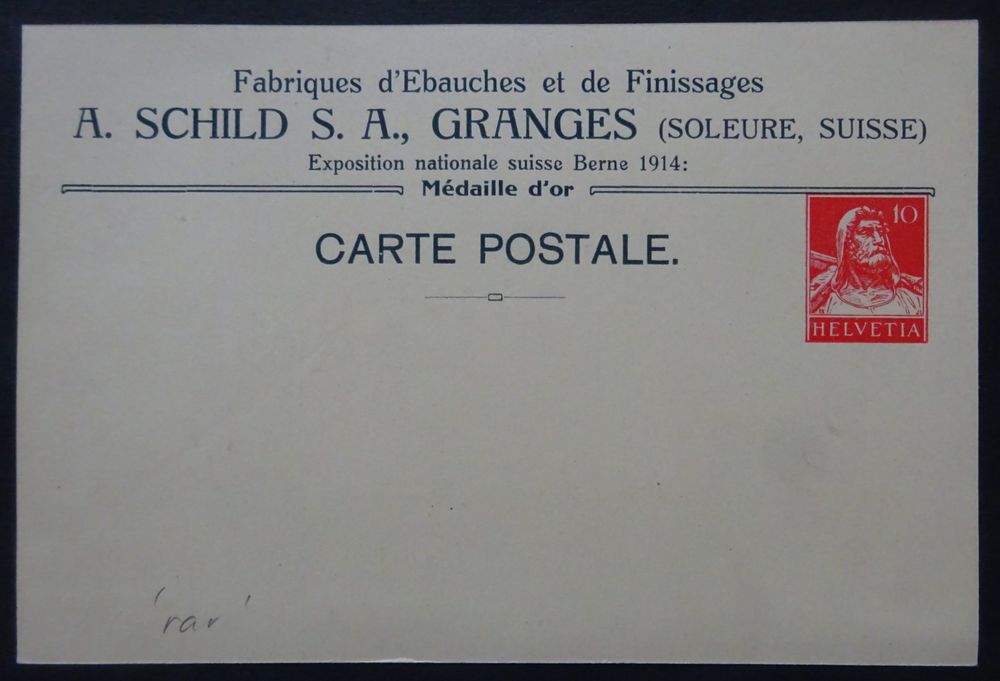 Privat-Postkarte *, A. Schild SA, Granges, 10 Rp., Kat. 200 | Kaufen ...