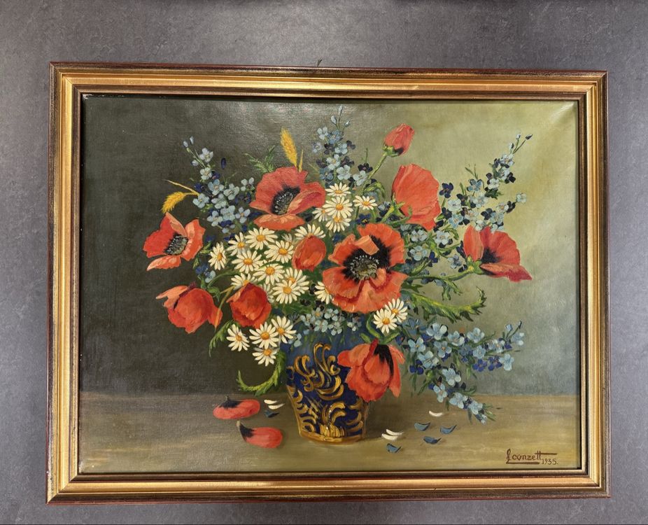 Gemälde "Blumenstillleben" von L. Conzett, Jahr 1935, Top! (Gebraucht ...