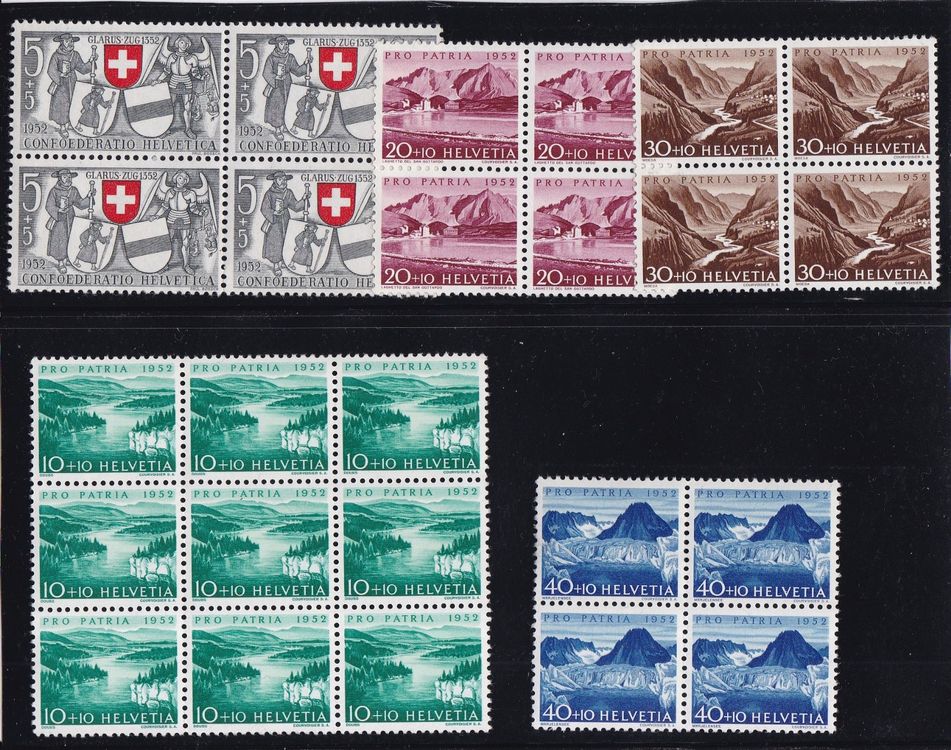 22 Stk. Pro Patria Viererblocks/Streifen, Postfrisch ab 1952 (Gebraucht ...