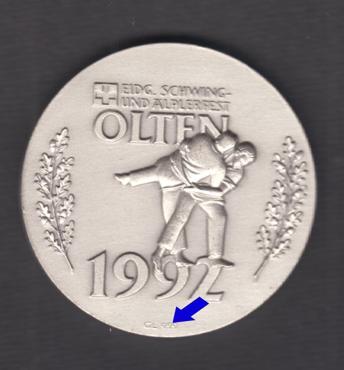 Schwinger Medaille Olten 1992, Feinsilber GL 999, Top Zus... (Neu ...