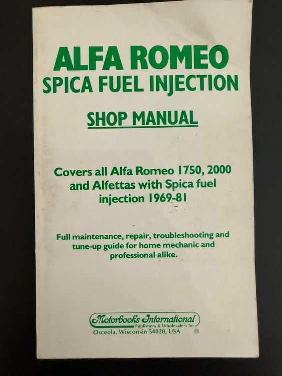 Alfa Romeo Spica Fuel Injection Shop Manual Buch engiisch (Gebraucht ...